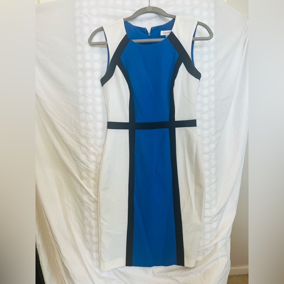 Calvin Klein | Dresses | Calvin Klein Color Block Black Blue White ...